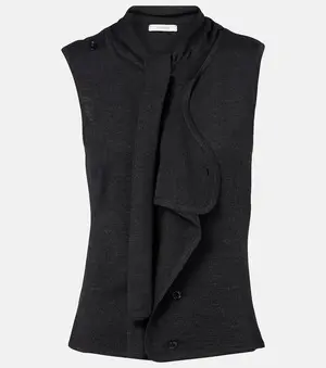 LEMAIRE Asymmetric Tie-neck Vest - Grey