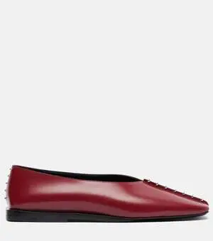 JIL SANDER Embellished Leather Ballet Flats In Cedar