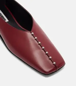 JIL SANDER Embellished Leather Ballet Flats In Cedar