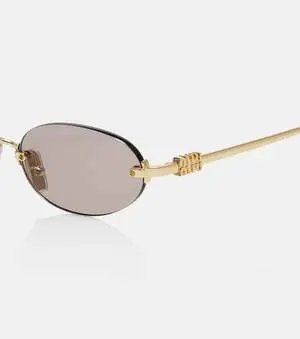 Miu Miu Oval Frame Sunglasses - Gold