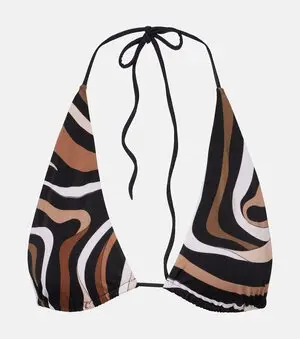 Emilio Pucci Marmo Triangle Bikini Top - Brown