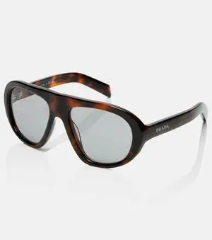 Prada Logo Aviator Sunglasses - Brown