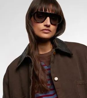 Prada Logo Aviator Sunglasses - Brown
