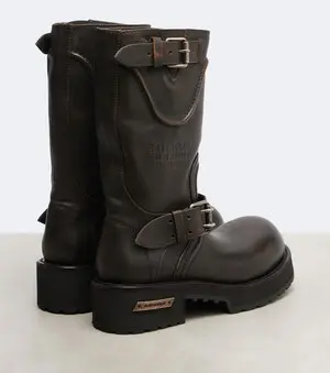 Balenciaga Venom Debossed Leather Boots - Brown