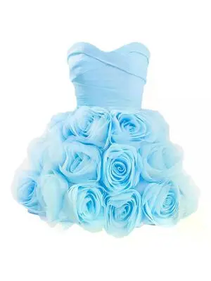 ANA RADU Strapless Mini Dress With Rose Detail - Blue