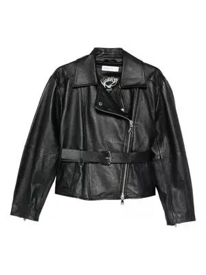Patrizia Pepe Belted Zip-up Biker Jacket - Black