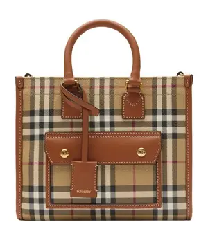 Burberry Mini Check Freya Tote Bag - Brown