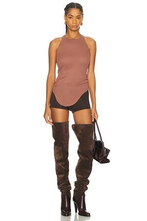 Rick Owens Ribbed Tank Top With Asymmetrical Hem