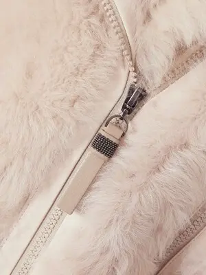 Brunello Cucinelli Leather-trimmed Shearling Biker Jacket - Neutrals