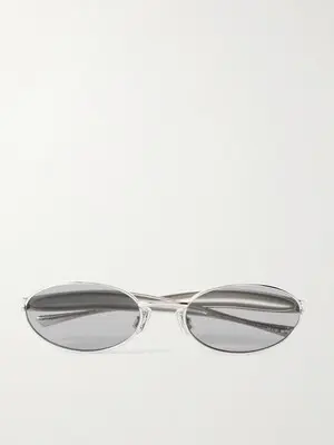 Bottega Veneta Oval Frame Sunglasses - Silver