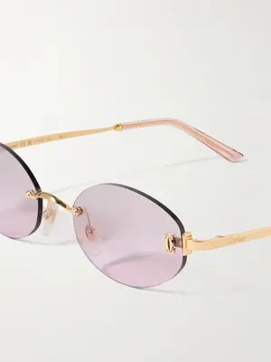 Cartier Double C Rimless Oval-frame Sunglasses - Gold