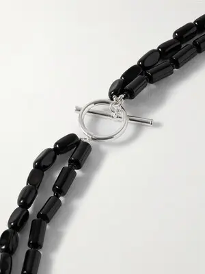 Agmes Willa Sterling Silver And Onyx Necklace