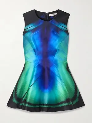 MARY KATRANTZOU Printed Twill Peplum Blouse - Blue