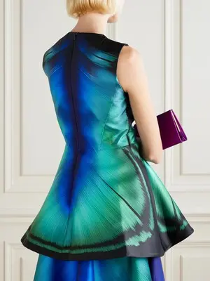 MARY KATRANTZOU Printed Twill Peplum Blouse