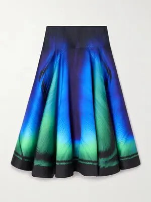 MARY KATRANTZOU Printed Twill Midi Skirt - Blue