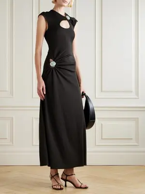 Christopher Esber Cutout Embellished Ribbed Jersey Maxi Dress