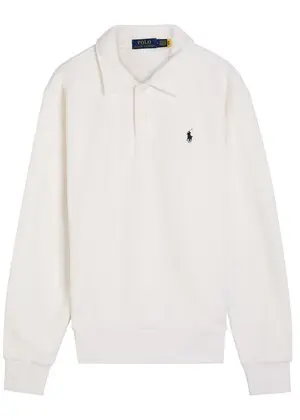 Polo Ralph Lauren Fleece Polo Jumper With Embroidered Designer Crest - Ecru