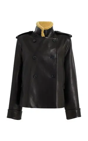 Khaite Dean Shearling-collar Leather Jacket - Black