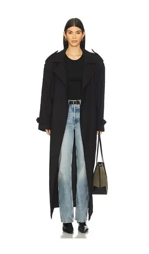 MOTHER OF ALL Brooklyn Long Trench Coat - Black