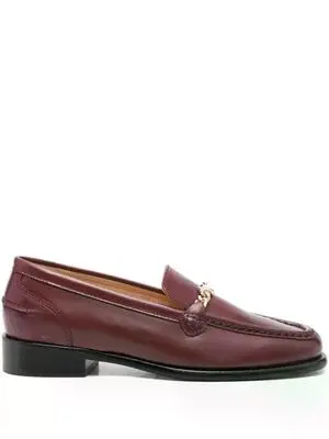 Maison Kitsuné Profile Fox Loafers With Gold-tone Chain Detail - Red