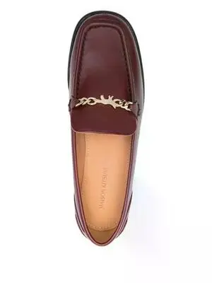 Maison Kitsuné Profile Fox Loafers With Gold-tone Chain Detail - Red