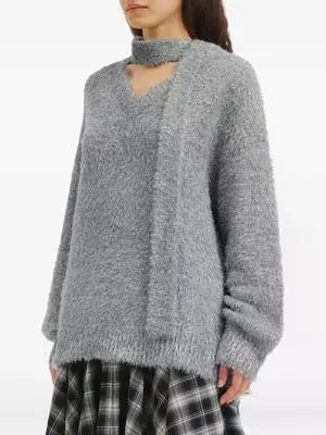 B+AB V-neck Attached Scarf Sweater