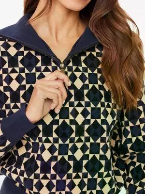 The Upside Cosmo Kairo Half-zip Knit With Geometric Pattern
