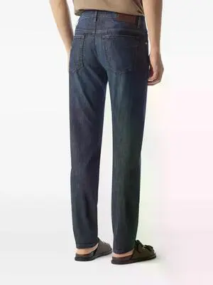 Corneliani Navy Logo Detail Pocket Jeans - Blue