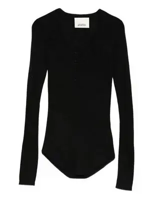 Isabel Marant Étoile Button-fastening Ribbed Knit Top - Black