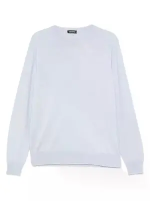 CENERE GB Crew Neck Fine Knit Sweater - Blue