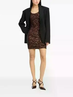 ROTATE BY BIRGER CHRISTENSEN Sequin Embellished Sleeveless Zip Fastening Dress - Brown
