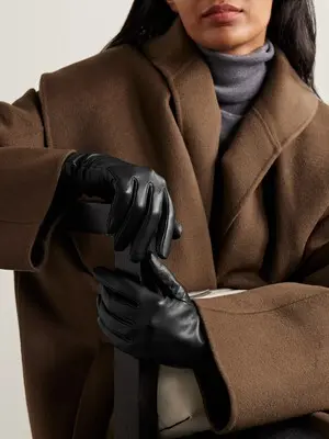 AGNELLE Kate Leather Gloves - Black