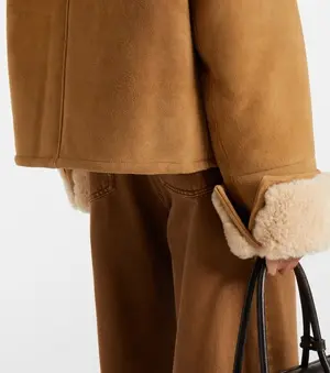AMI Paris Shearling-trimmed Suede Jacket - Beige