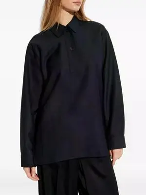 Studio Nicholson Pinole Wool Polo Top - Black