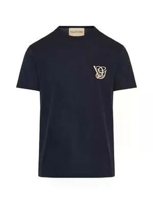Valentino Garavani Vg-patch Cotton T-shirt - Blue