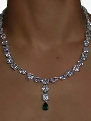 VEERT Tone Drop Pendant Necklace With Geometric Embellishments