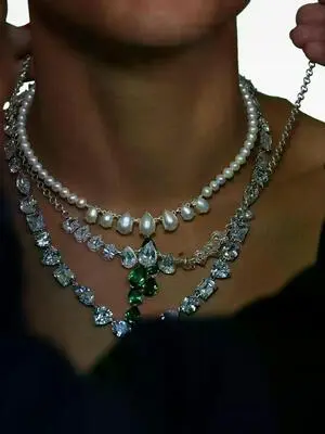 VEERT Tone Drop Pendant Necklace With Geometric Embellishments