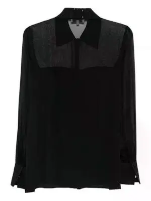 Antonelli Firenze Embellished Sheer Shirt - Black