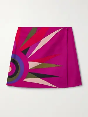Emilio Pucci Wrap-effect Printed Silk-twill Mini Skirt - Multi