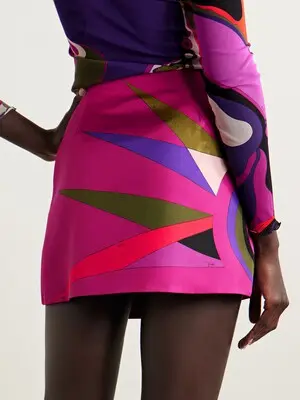Emilio Pucci Wrap-effect Printed Silk-twill Mini Skirt
