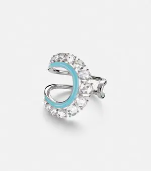 KAMYEN 18kt White Gold Diamond And Enamel Ring - Silver