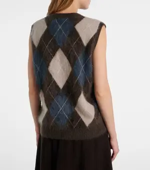 LISA YANG Yasmin Argyle Cashmere Sweater Vest