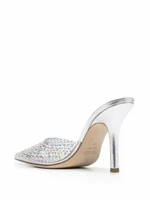 Paris Texas 95mm Crystal-embellished Mules - Silver