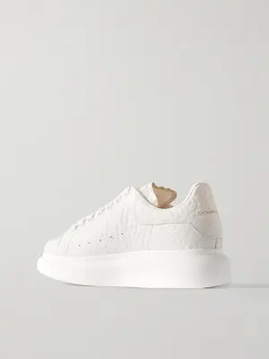 Alexander McQueen Textured-leather Exaggerated-sole Sneakers - Neutrals