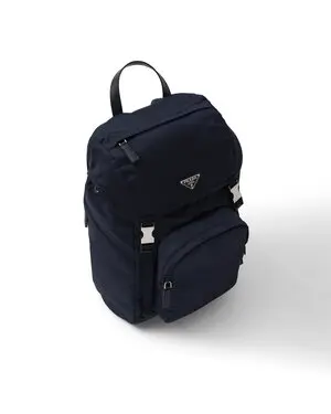 Prada Re-nylon And Saffiano Leather Backpack - Navy