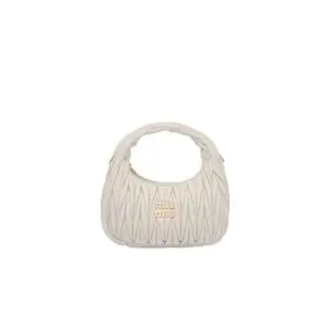 Miu Miu Wander Matelassé Nappa Leather Hobo Bag - White