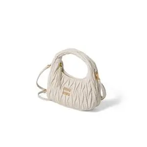 Miu Miu Wander Matelassé Nappa Leather Hobo Bag - White