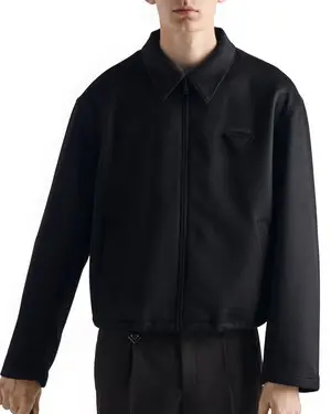 Prada Wool And Cashmere Blouson Jacket With Drawstring Hem