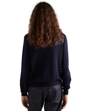 Prada Cashmere Zip-up Cardigan With Leather Inserts