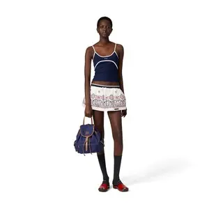 Miu Miu Stretch Jersey Spaghetti Strap Top - Blue/white